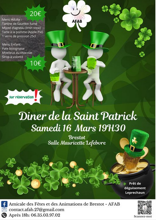Dîner de la Saint Patrick à Brestot - Tourisme Pont-Audemer Val de Risle