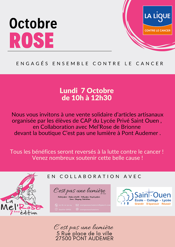 Vente Solidaire Octobre Rose - Tourisme Pont-Audemer Val de Risle